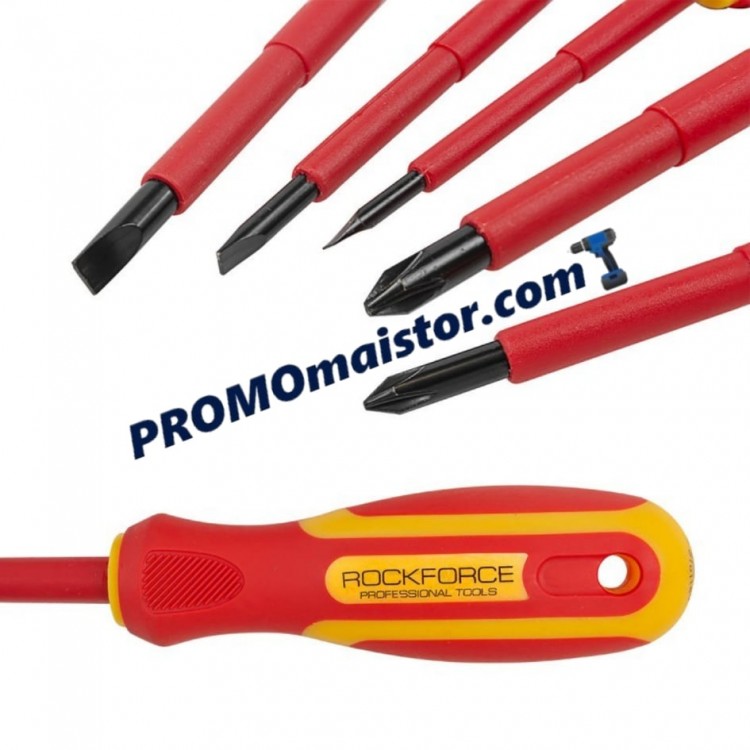 Комплект изолирани електричарски отвертки ROCKFORCE 5 части